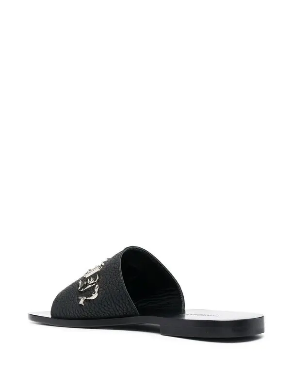 Philipp Plein Logo-lettering Leather Slides
