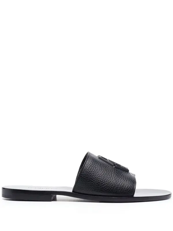 Philipp Plein Logo-skull Flat Slippers - Black