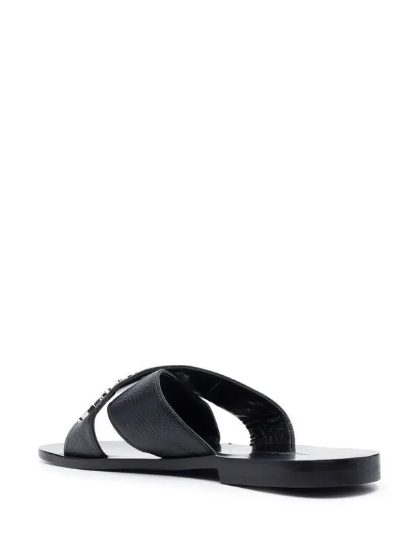 Philipp Plein Cross-strap Leather Slides