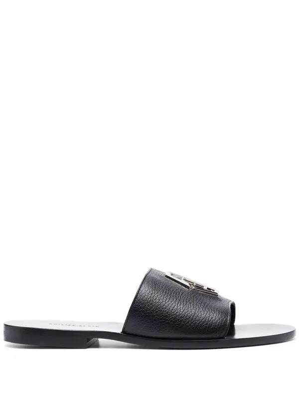 Philipp Plein Logo-skull Flat Sandals - Black