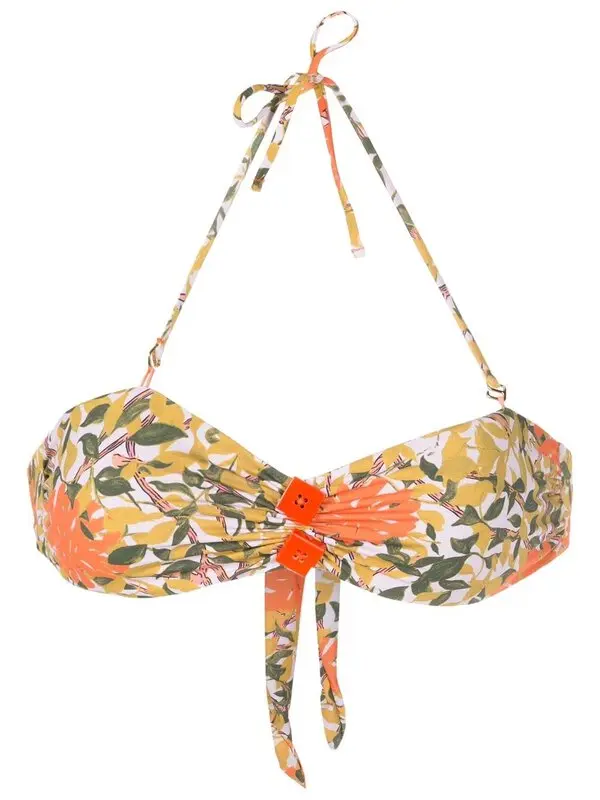 CLUBE BOSSA Floral-print Halterneck Bikini Top - Orange