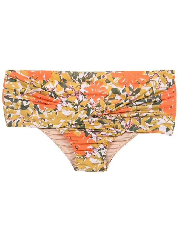 CLUBE BOSSA Floral-print High-waisted Bikini Bottom - Orange