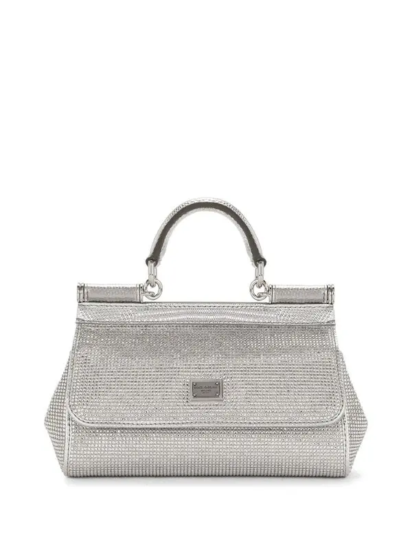 Dolce & Gabbana Sicily Satin Top-handle Bag - Silver