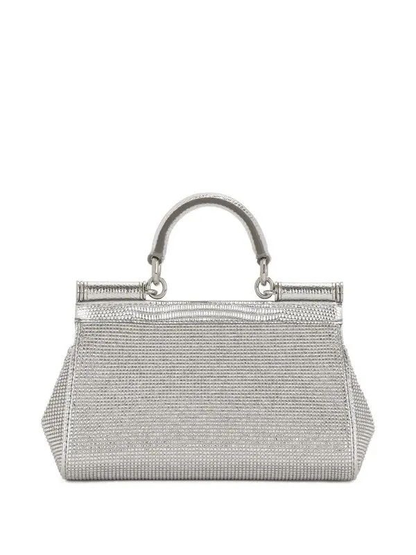 Dolce & Gabbana Sicily Satin Top-handle Bag - Silver