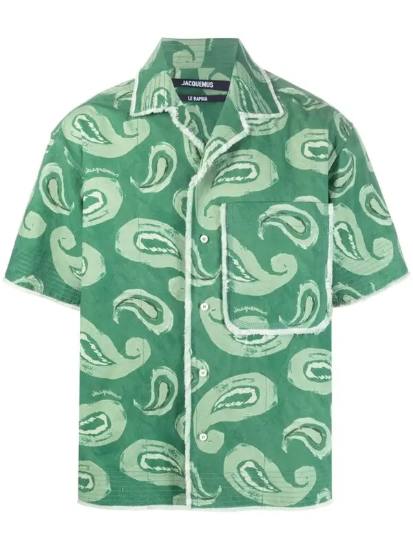Jacquemus Artichaut Paisley-print Frayed-edge Shirt - Green