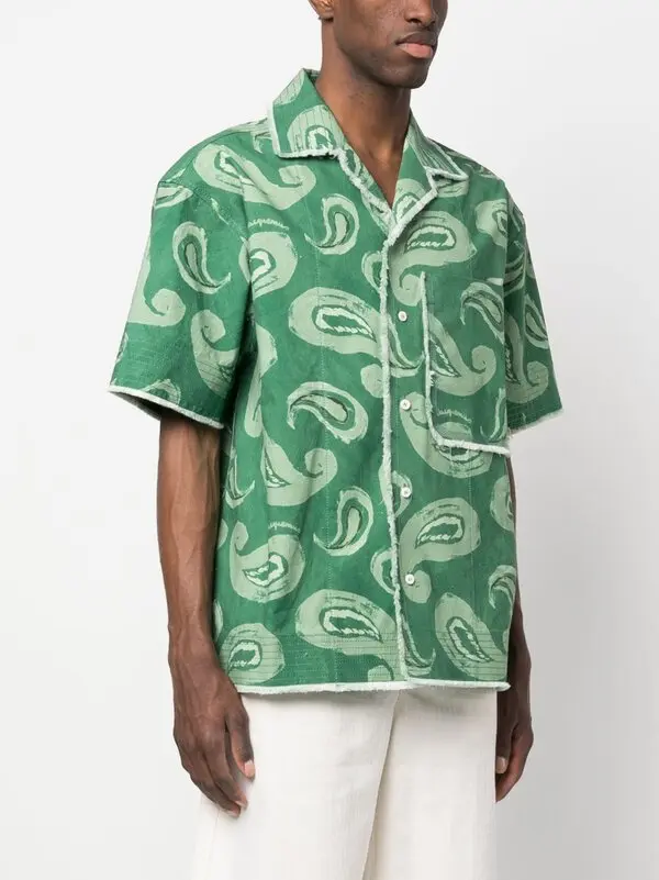 Jacquemus Artichaut Paisley-print Frayed-edge Shirt - Green