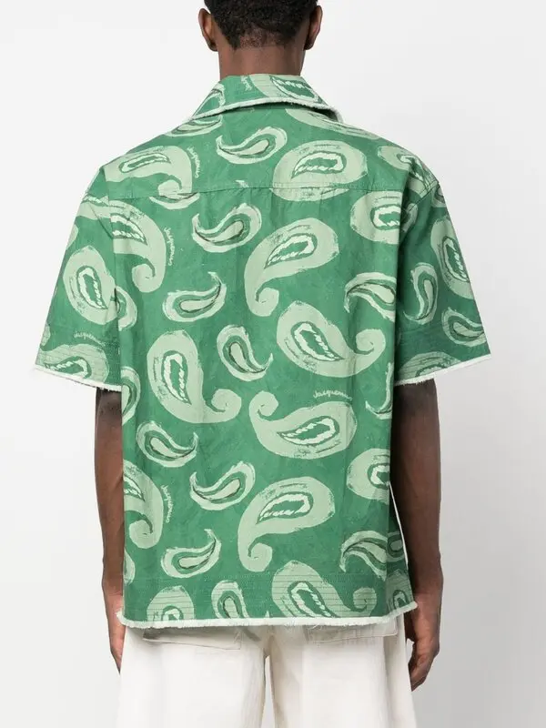 Jacquemus Artichaut Paisley-print Frayed-edge Shirt - Green