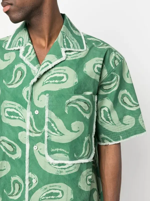 Jacquemus Artichaut Paisley-print Frayed-edge Shirt - Green