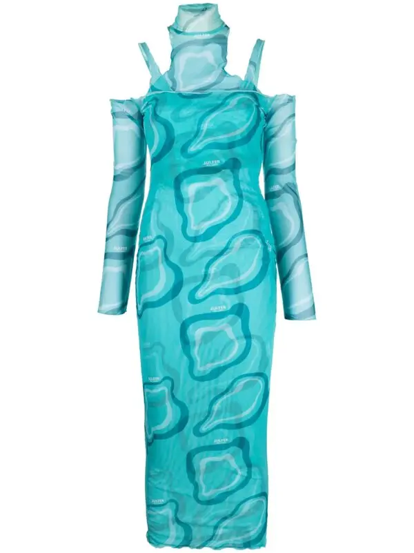 JULFER Graphic-print Semi-sheer Layered Dress