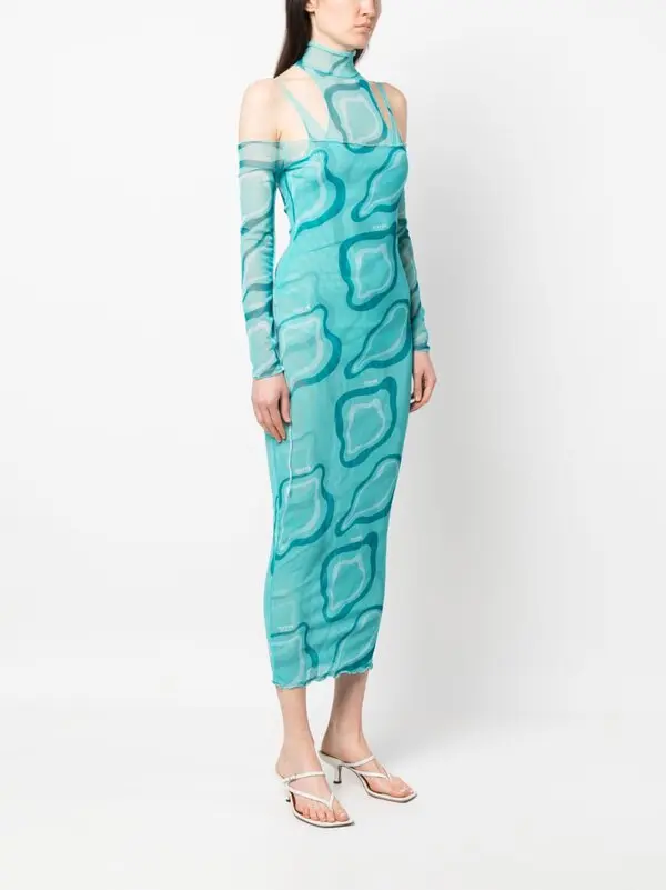 JULFER Graphic-print Semi-sheer Layered Dress