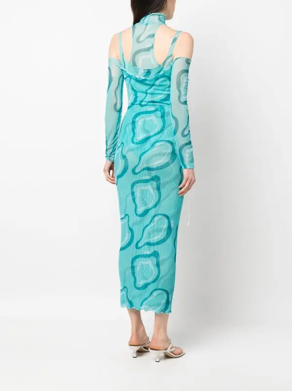 JULFER Graphic-print Semi-sheer Layered Dress