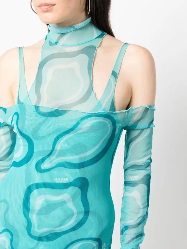 JULFER Graphic-print Semi-sheer Layered Dress