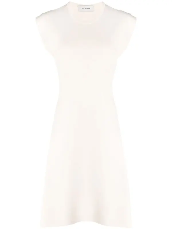YVES SALOMON Fine-ribbed Sleeveless Mini Dress - Neutrals