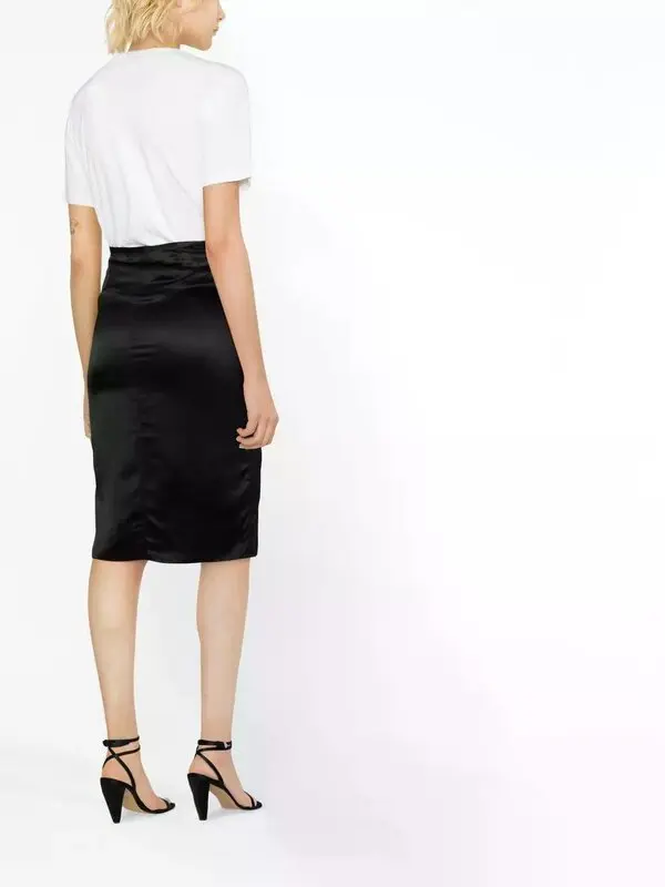 Saint Laurent Satin Midi Pencil Skirt
