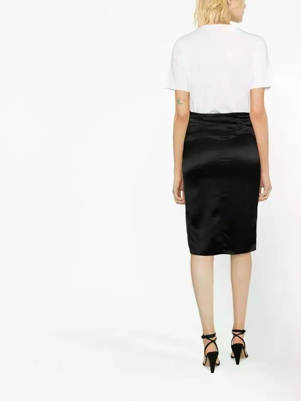 Saint Laurent Satin Midi Pencil Skirt
