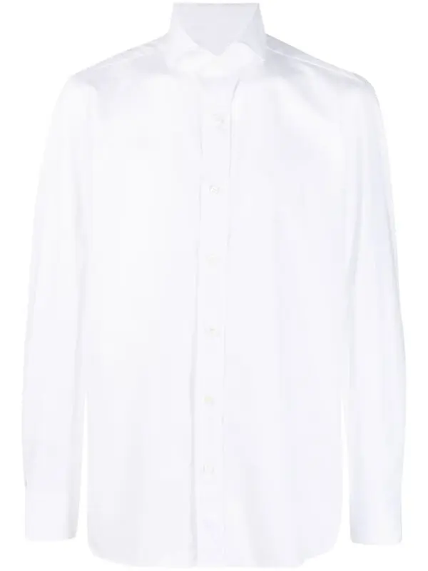 LUIGI BORRELLI Spread Collar Cotton Shirt - White