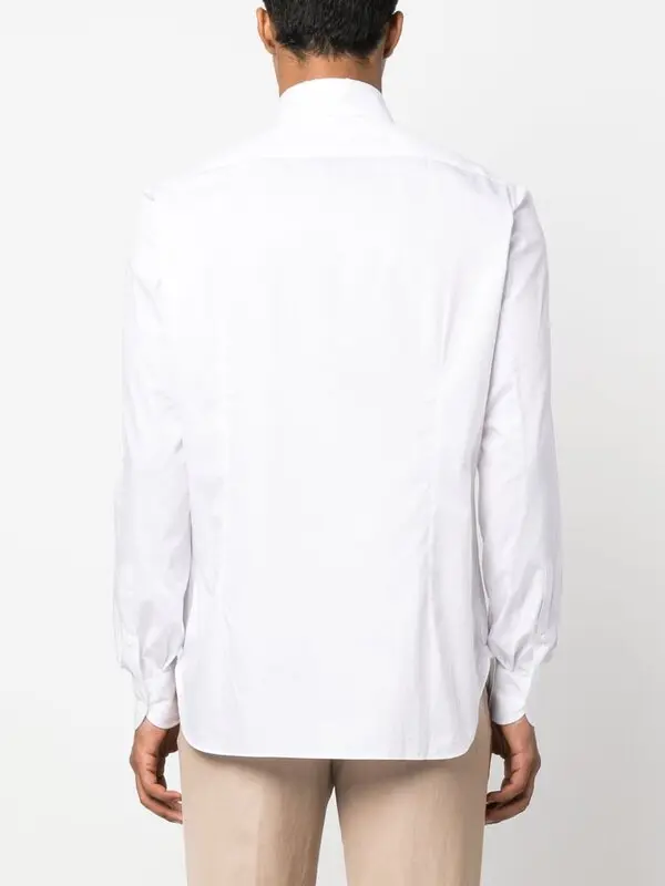 LUIGI BORRELLI Spread Collar Cotton Shirt - White