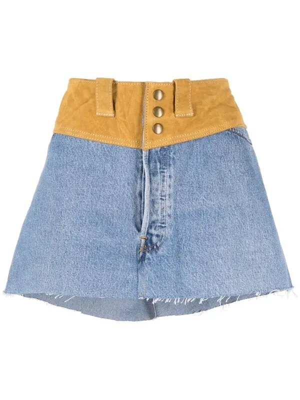 RE/DONE Suede Yoke Mini Skirt