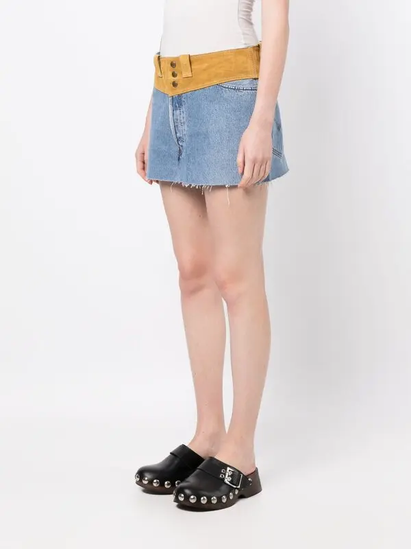 RE/DONE Suede Yoke Mini Skirt