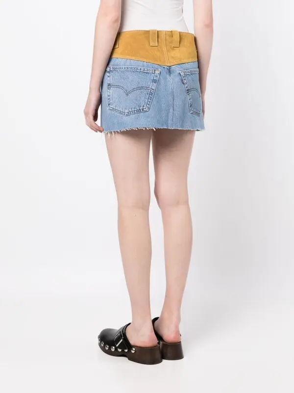 RE/DONE Suede Yoke Mini Skirt