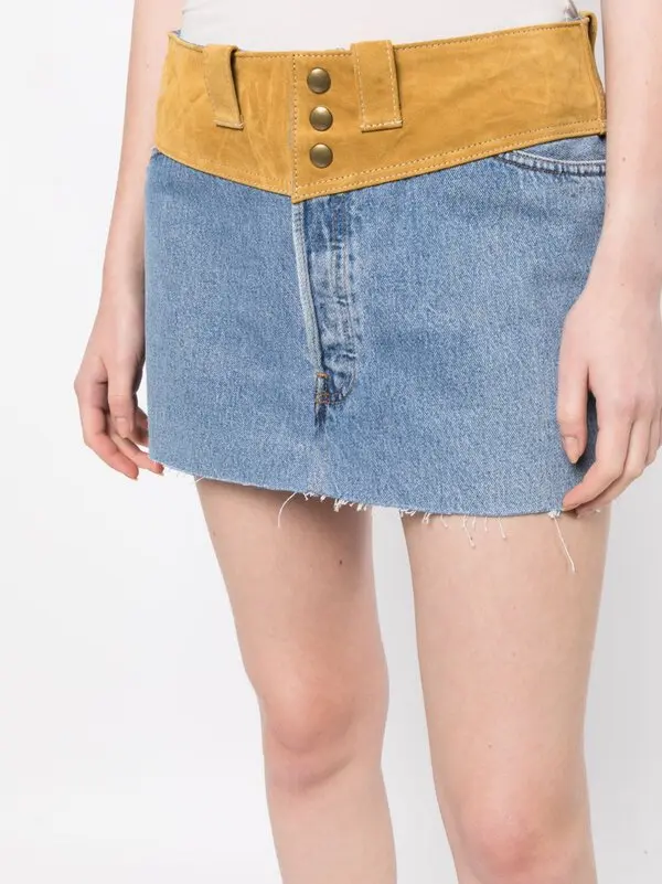 RE/DONE Suede Yoke Mini Skirt