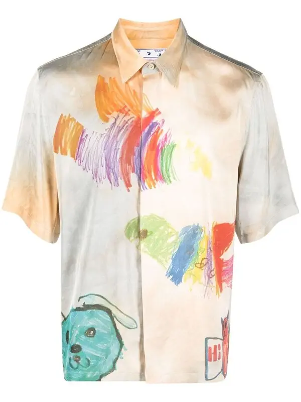 Off-White Cartoon-print Short-sleeved Shirt