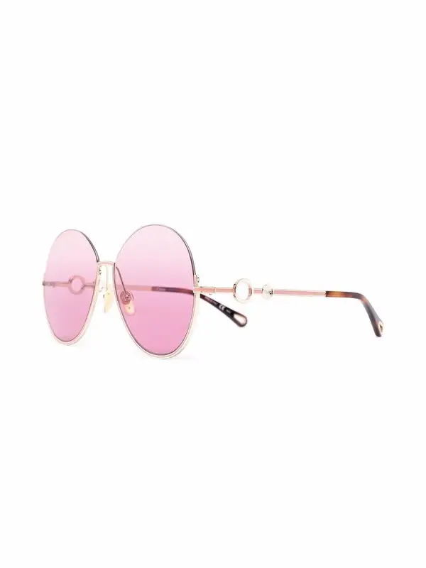 Chloé Sofya Round-Frame Sunglasses - Gold | Editorialist display picture 1