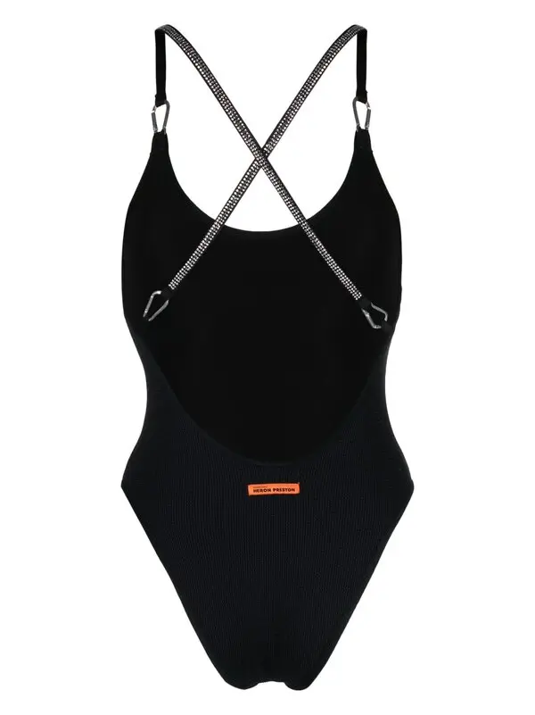 Heron Preston Rhinestone Embellished One Piece Swimsuit