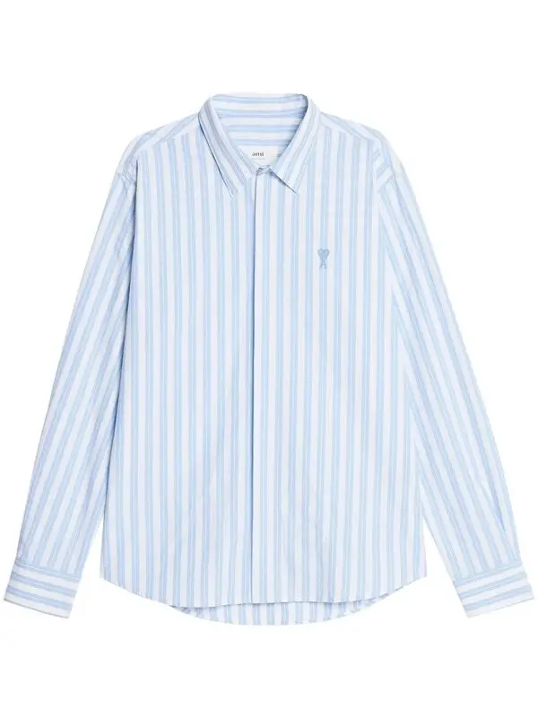 Ami Striped Long-Sleeve Shirt In Blue - 30% Off | Editorialist