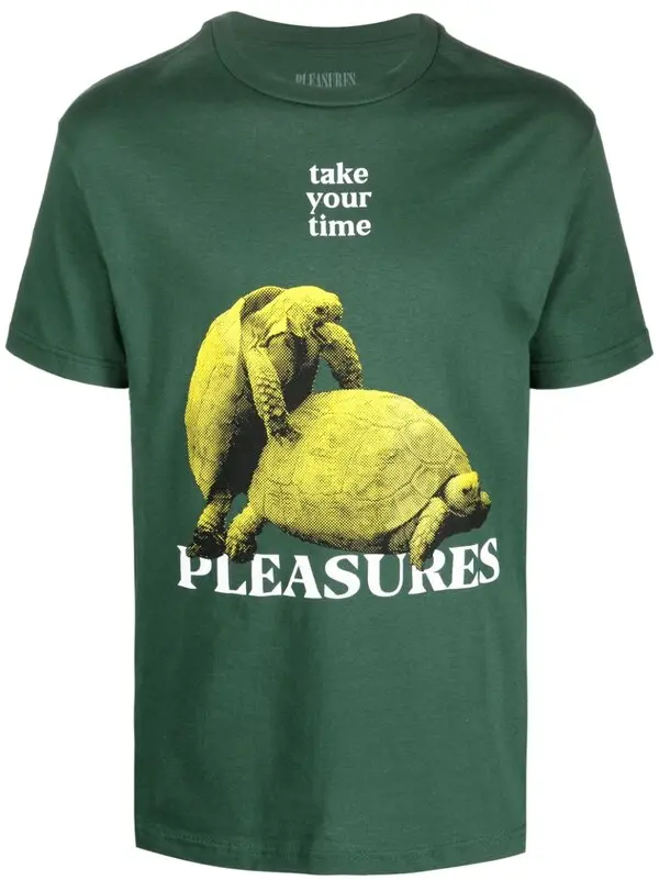 PLEASURES Take Your Time Cotton T-shirt - Green