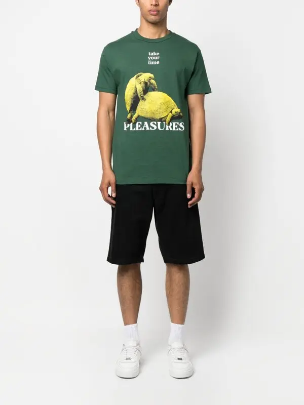 PLEASURES Take Your Time Cotton T-shirt - Green