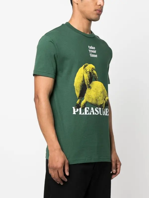 PLEASURES Take Your Time Cotton T-shirt - Green