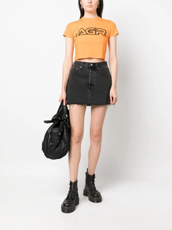 LEVI'S Logo-patch Denim Mini Skirt - Black