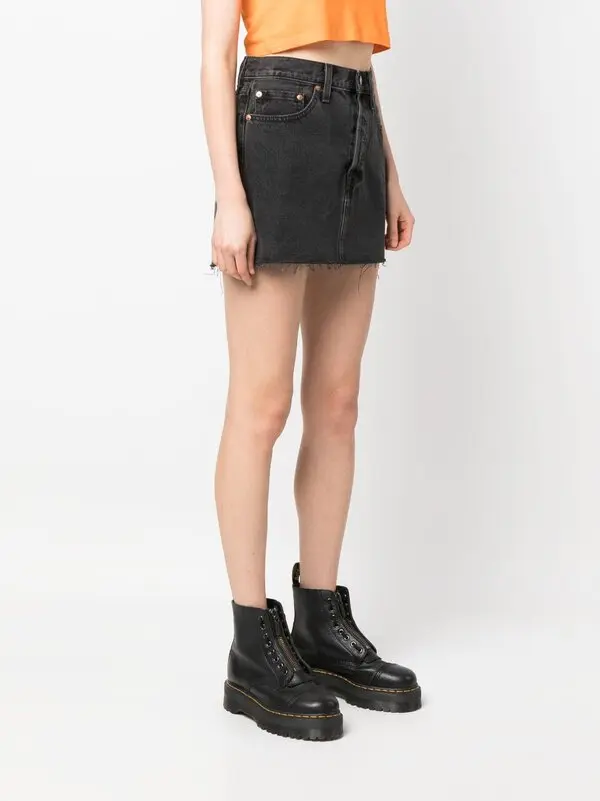 LEVI'S Logo-patch Denim Mini Skirt - Black