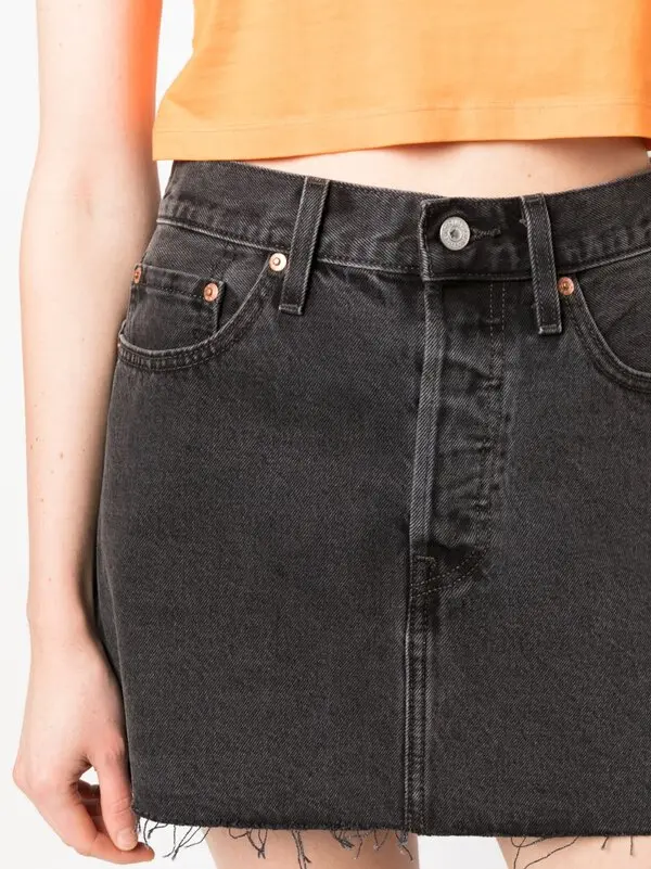 LEVI'S Logo-patch Denim Mini Skirt - Black
