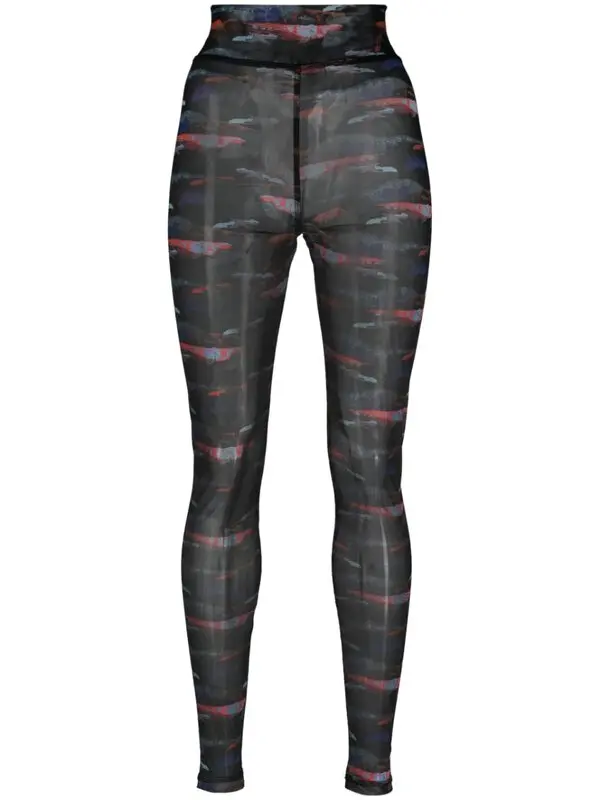 Henrik Vibskov Bird-print Semi-sheer Mesh Leggings - Black