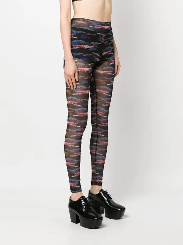 Henrik Vibskov Bird-print Semi-sheer Mesh Leggings - Black