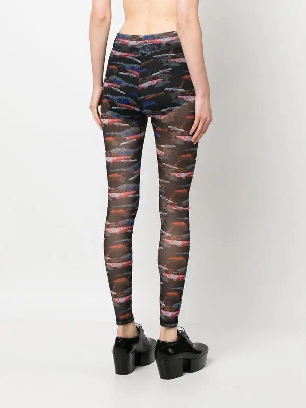 Henrik Vibskov Bird-print Semi-sheer Mesh Leggings - Black