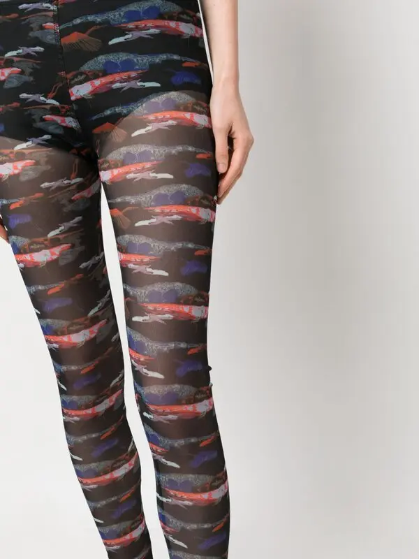 Henrik Vibskov Bird-print Semi-sheer Mesh Leggings - Black