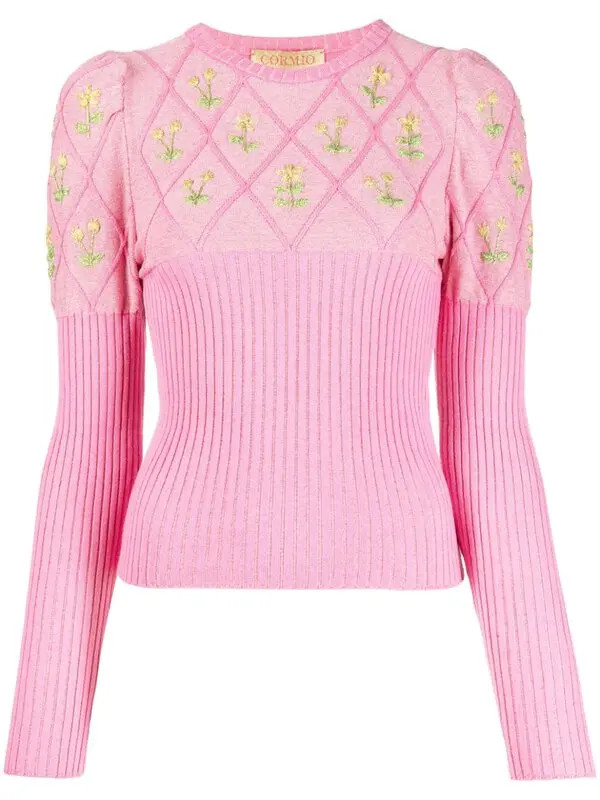 CORMIO Long-sleeve Knitted Top - Pink