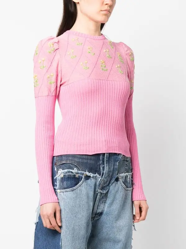 CORMIO Long-sleeve Knitted Top - Pink