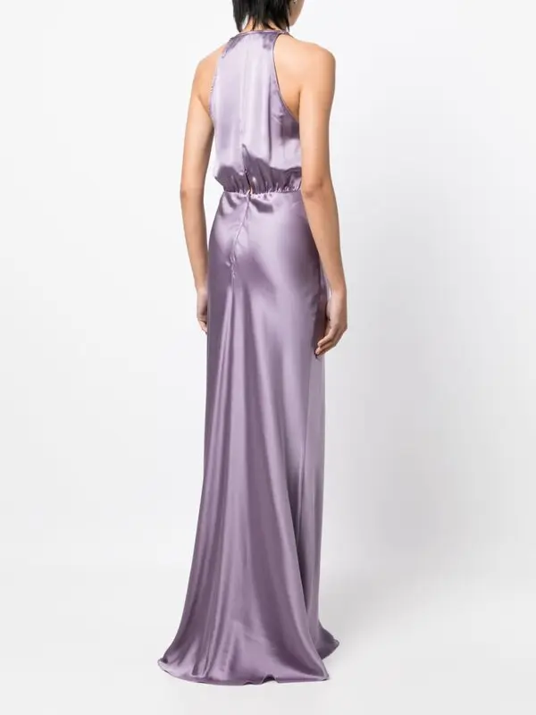 Michelle Mason Draped Halterneck Gown - Purple