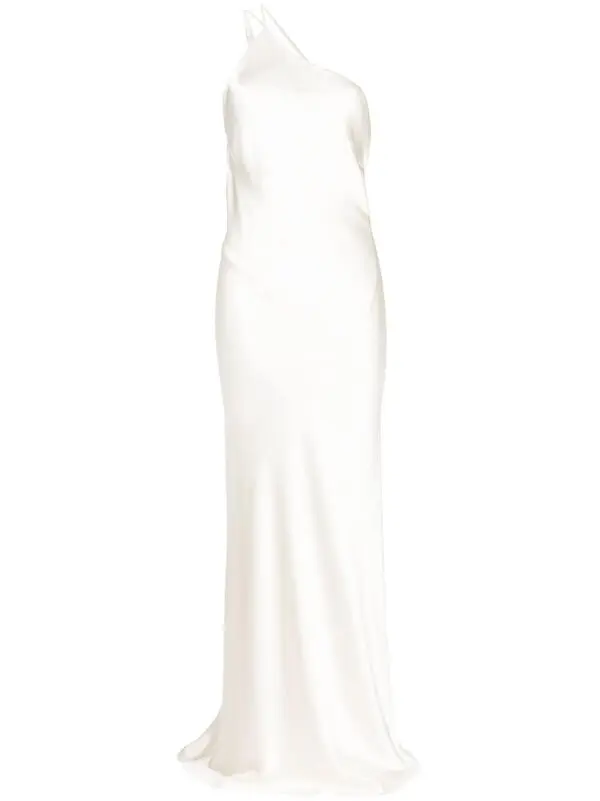 Michelle Mason Single-shoulder Maxi Dress - White