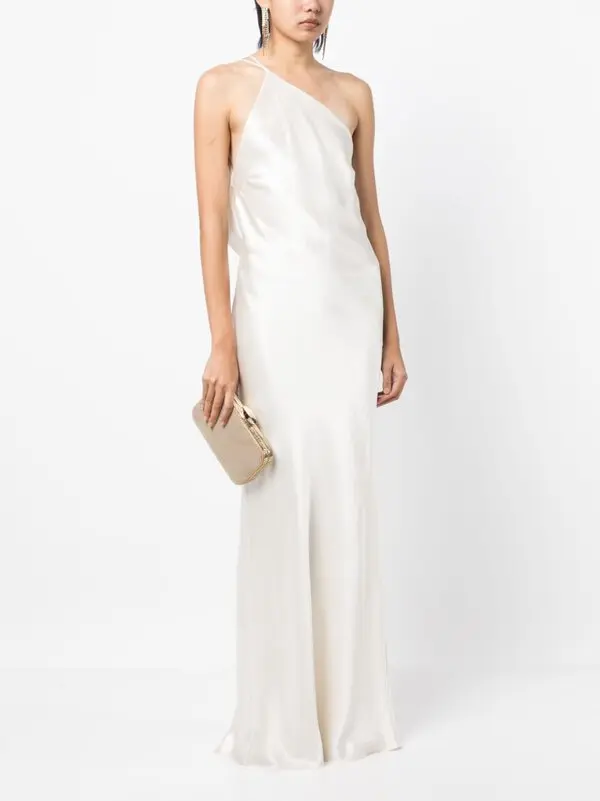 Michelle Mason Single-shoulder Maxi Dress - White