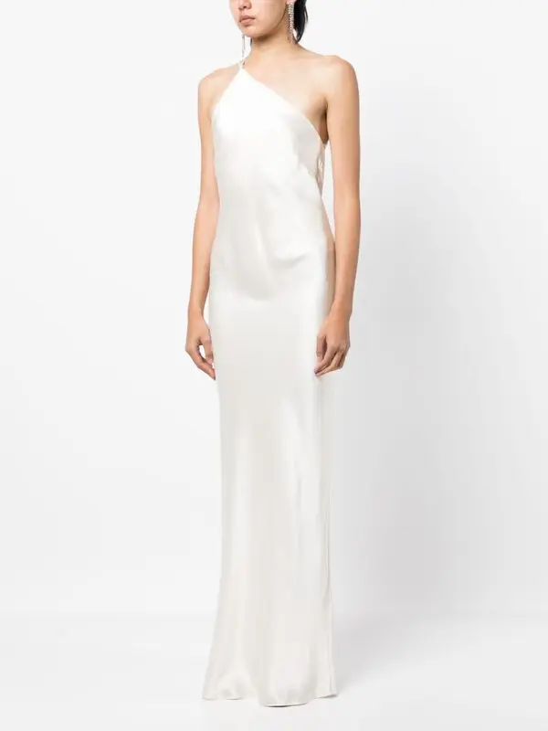 Michelle Mason Single-shoulder Maxi Dress - White