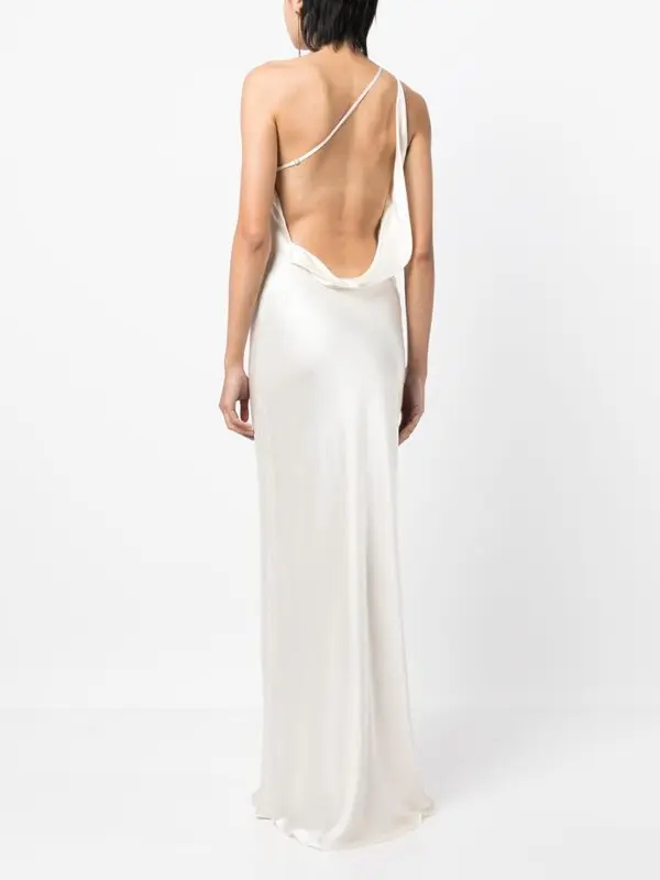 Michelle Mason Single-shoulder Maxi Dress - White