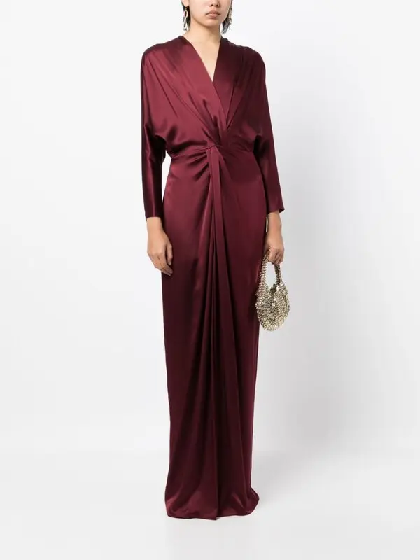 Michelle Mason Twist-Detail Silk Gown - Purple