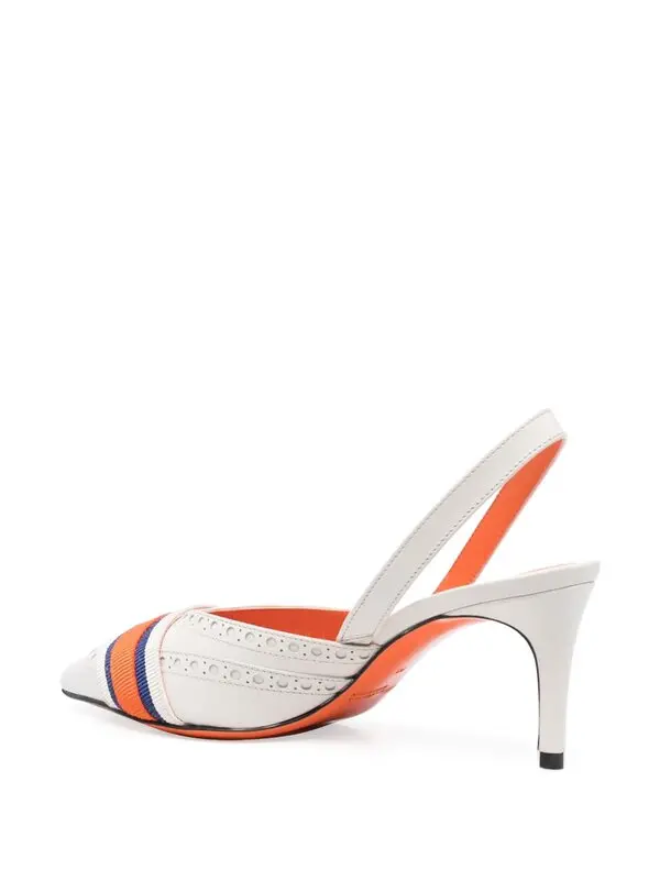 Santoni 75mm Logo-tape Slingback Pumps