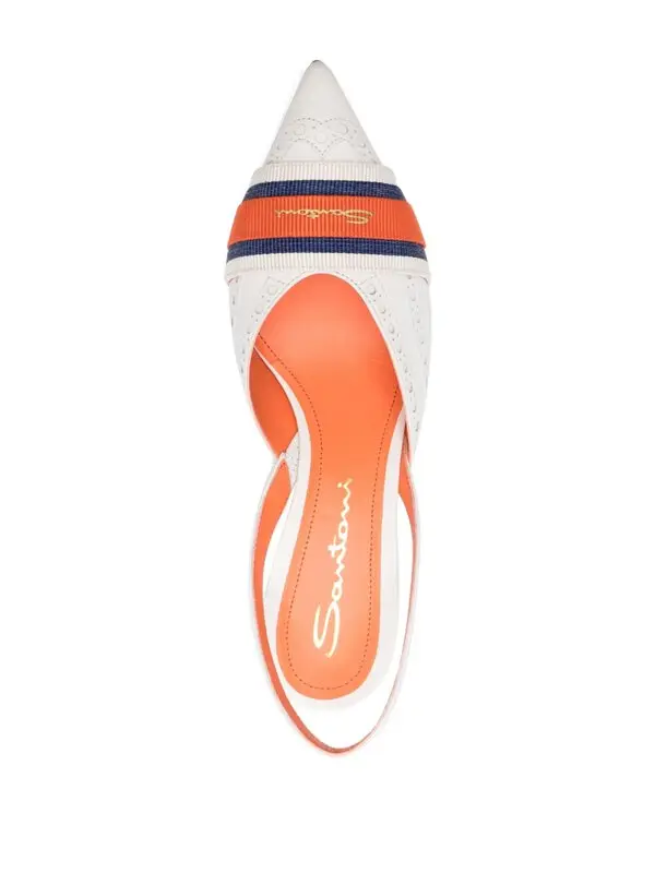 Santoni 75mm Logo-tape Slingback Pumps