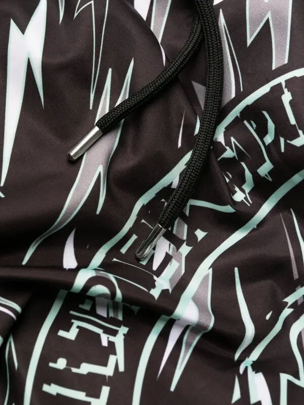 PLEIN SPORT Lightning-print Swim Shorts - Black